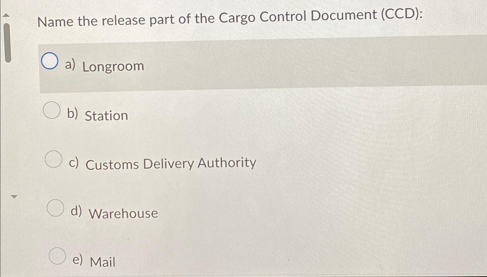 Solved Name the release part of the Cargo Control Document | Chegg.com