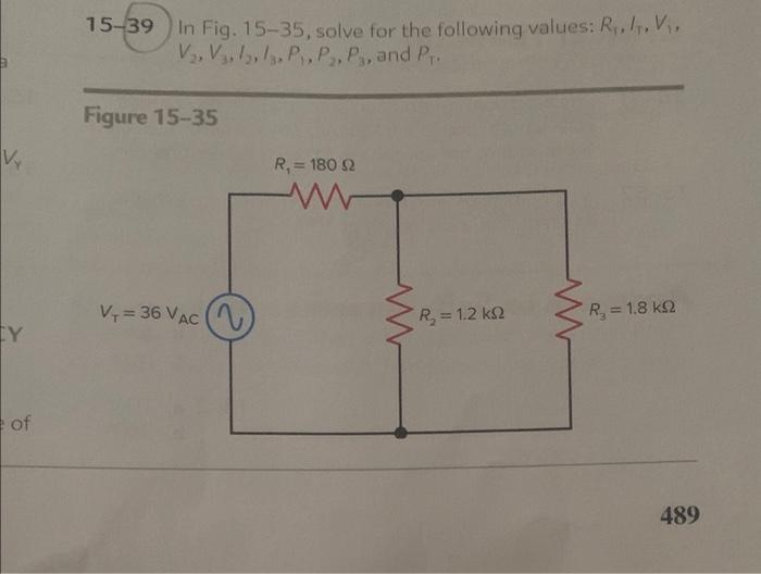 Solved 39) In Fig. 15-35, solve for the following values: | Chegg.com