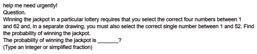 Solved help me need urgently! Question. Winning the jackpot | Chegg.com