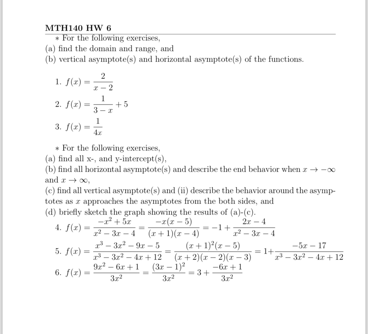 Solved MTH140 ﻿HW 6For the following exercises,(a) ﻿find the | Chegg.com