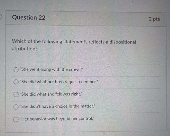 Solved Question 222ptsWhich of the following statements | Chegg.com