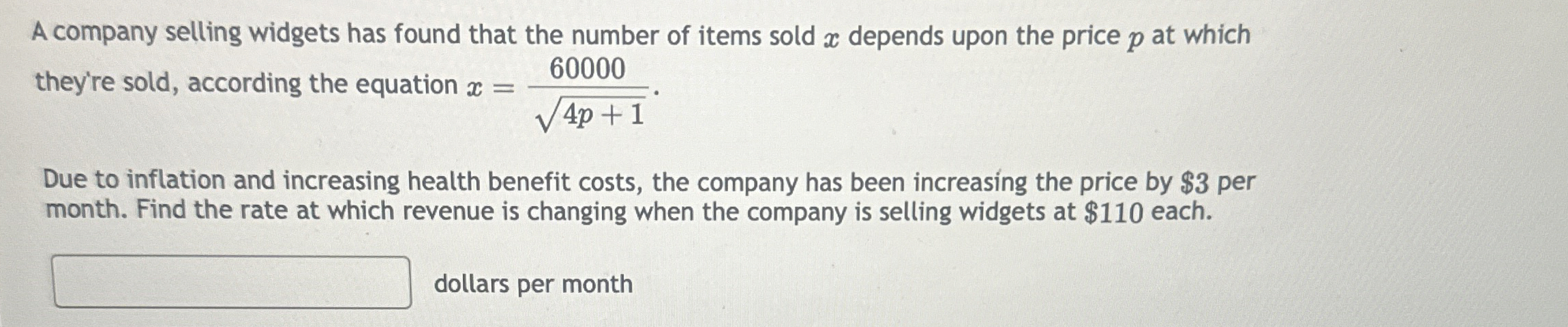 Solved A company selling widgets has found that the number | Chegg.com