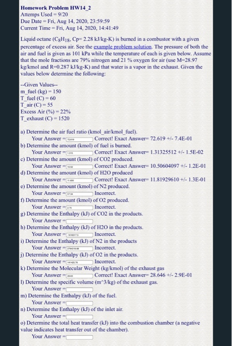 Solved Homework Problem HW14_2 Attemps Used - 9/20 Due Date | Chegg.com