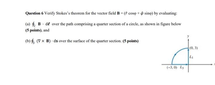 Solved Question 6 Verify Stokes's theorem for the vector | Chegg.com