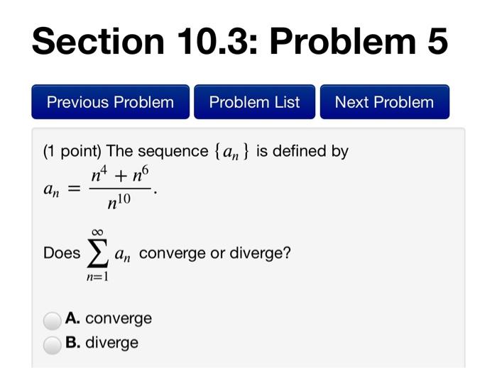 Solved Section 10.3: Problem 5 Previous Problem Problem List | Chegg.com