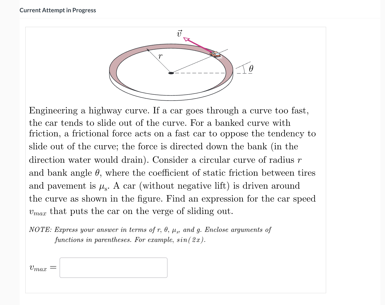 Solved Engineering a highway curve. If ﻿a car goes through a | Chegg.com