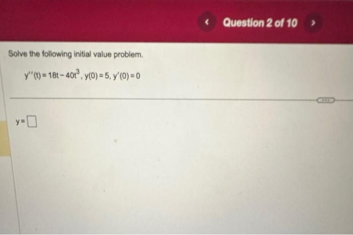 Solved Solve the following initial value problem. | Chegg.com