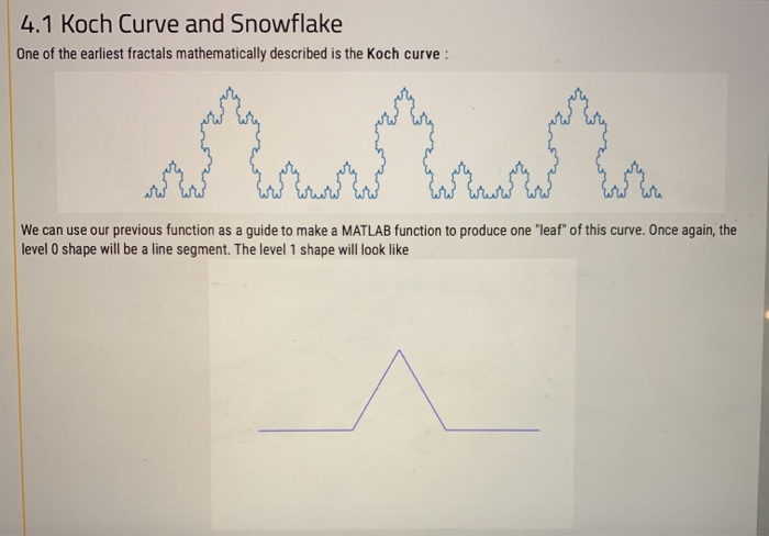 4.1 Koch Curve and Snowflake One of the earliest | Chegg.com