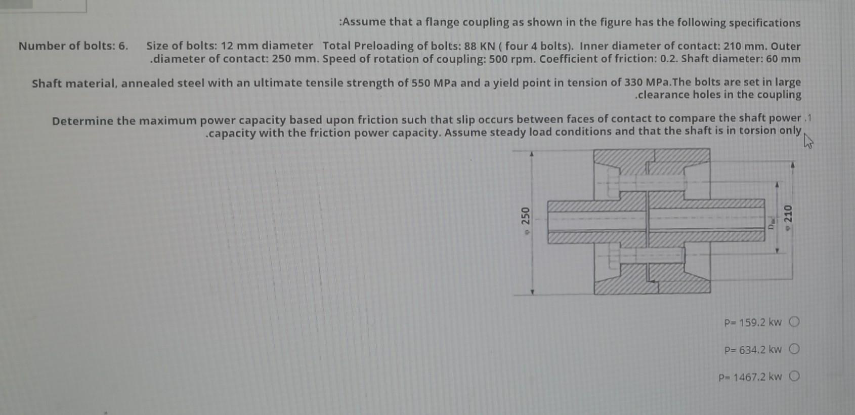 Solved Assume that a flange coupling as shown in the figure | Chegg.com