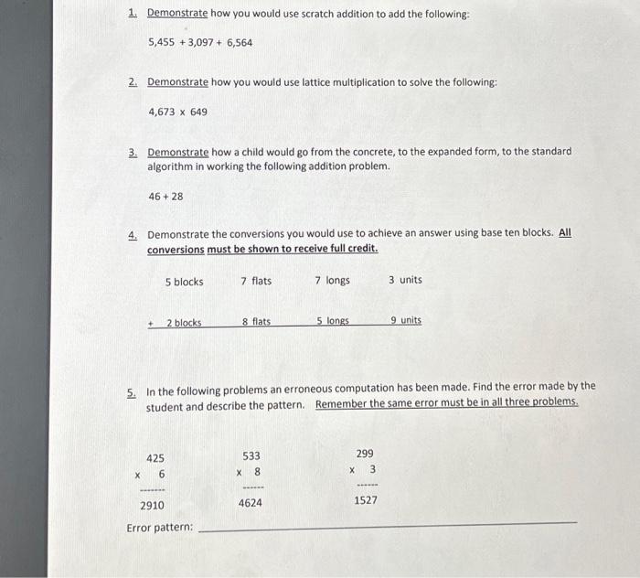 Solved 1. Demonstrate how you would use scratch addition to | Chegg.com