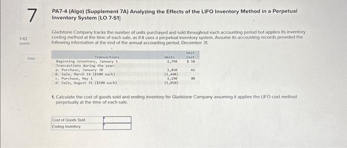 Solved PA7-4 (Algo) (Supplement 7A) Analyzing the Effects of | Chegg.com