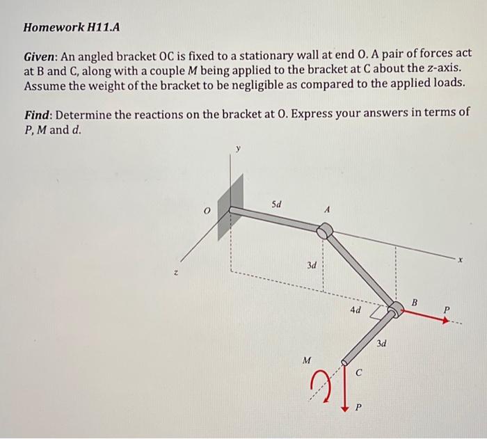Solved Homework H11.A Given: An angled bracket OC is fixed | Chegg.com