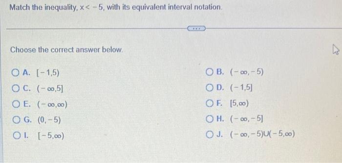 Solved Match the inequality, x