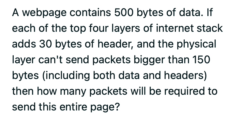 Solved A webpage contains 500 ﻿bytes of data. Ifeach of the | Chegg.com