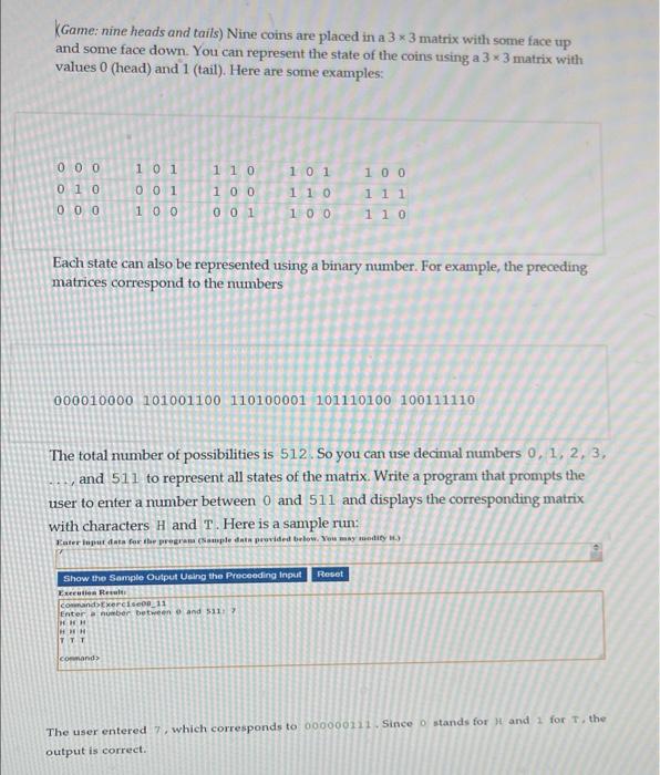 Solved (Game: nine heads and tails) Nine coins are placed in | Chegg.com