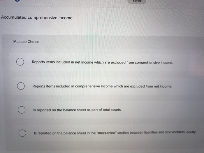 Solved ved Accumulated comprehensive income Multiple Choice | Chegg.com