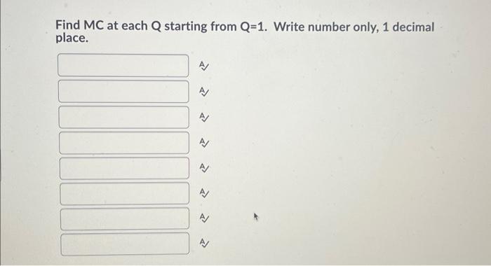 Solved Use the numbers for Q, TC, and P in the table to find | Chegg.com