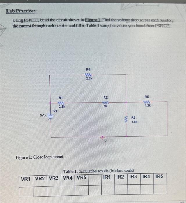 Solved Lab Practice: Using PSPCE, build the circuit shown in | Chegg.com
