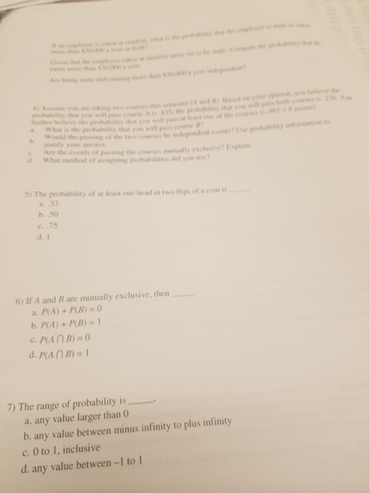 5) The probability of at least one head in two flips | Chegg.com