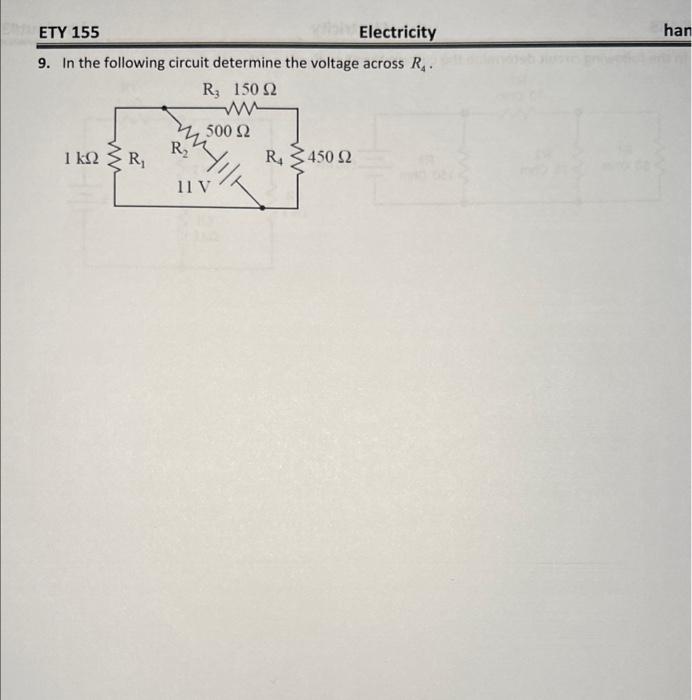 Solved 9. In the following circuit determine the voltage | Chegg.com