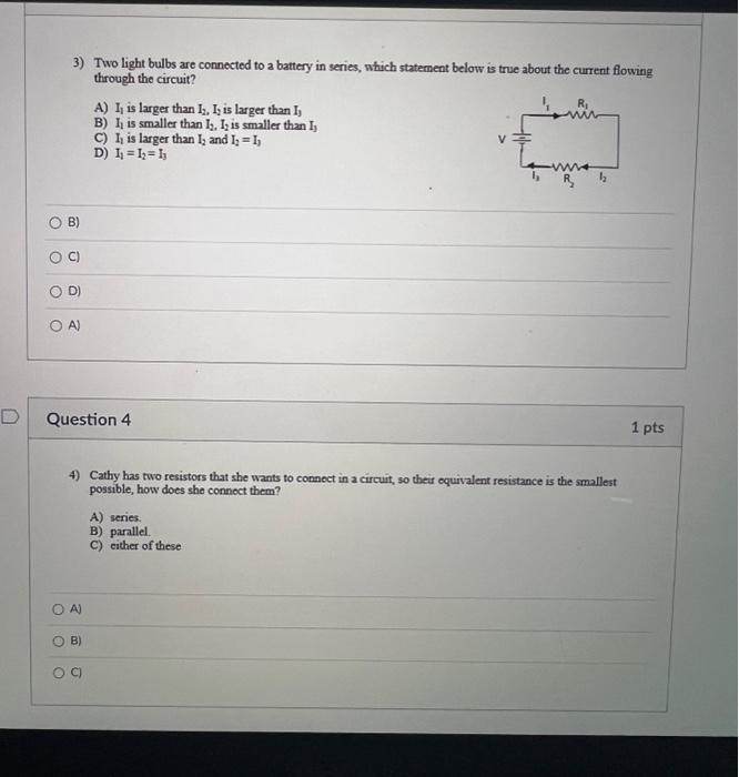 Solved 1) Which statement is correct? A) Current flows | Chegg.com