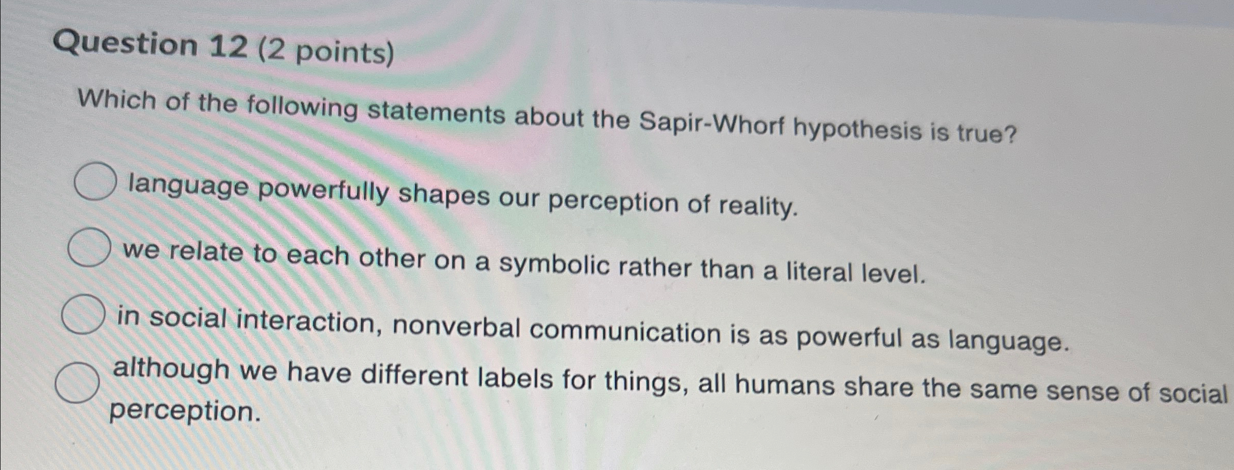 Solved Question 12 (2 ﻿points)Which of the following | Chegg.com