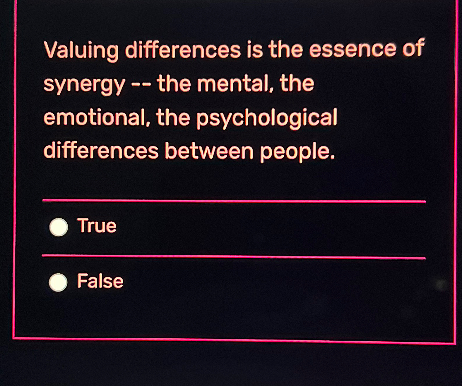 Solved Valuing differences is the essence of synergy -- ﻿the | Chegg.com