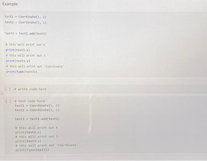 Solved Create a class called coordinate that will store the | Chegg.com