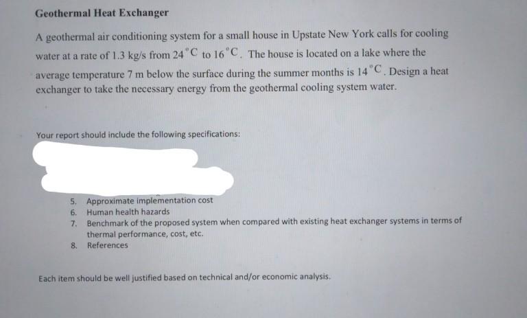Solved Geothermal Heat Exchanger A geothermal air | Chegg.com