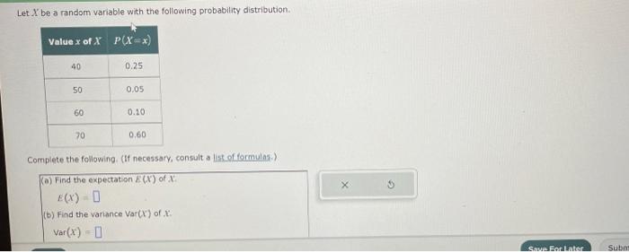 Solved Fill in the P(X=x) values to give a legitimate | Chegg.com