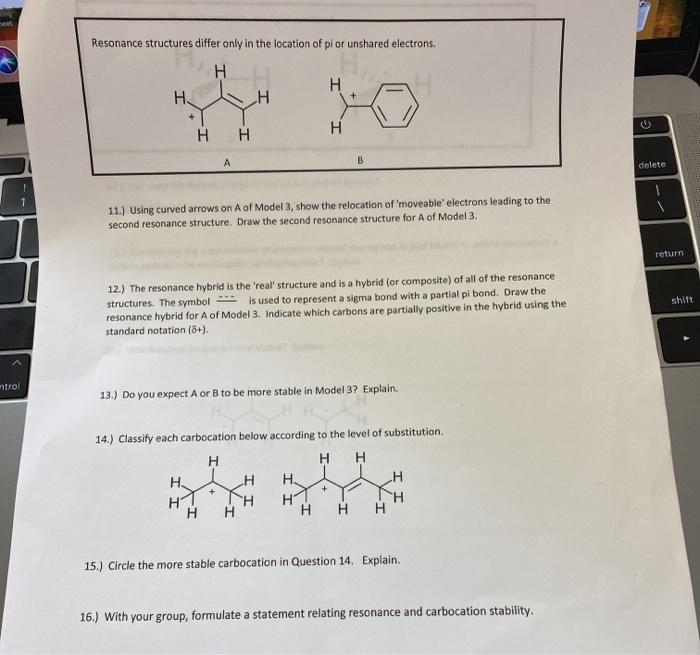 Solved Resonance structures differ only in the location of | Chegg.com