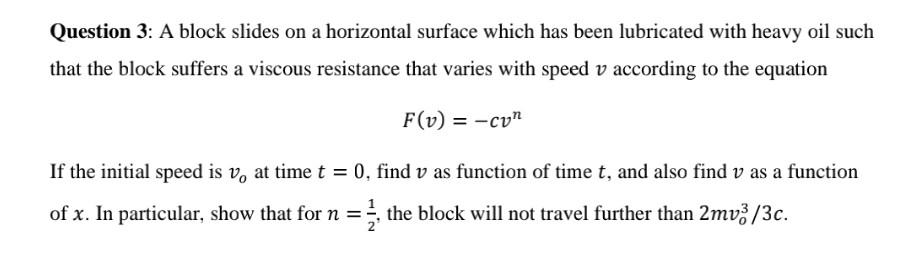 Solved Question 3: A block slides on a horizontal surface | Chegg.com