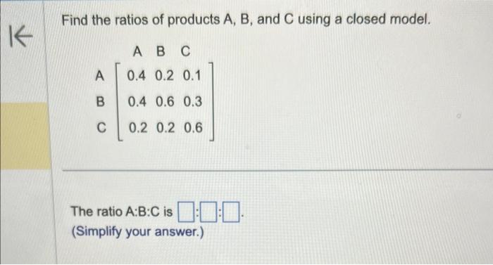 Solved Find the ratios of products A, B, and C using a | Chegg.com
