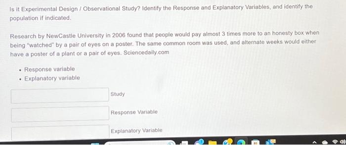 Solved Is it Experimental Design / Observational Study? | Chegg.com