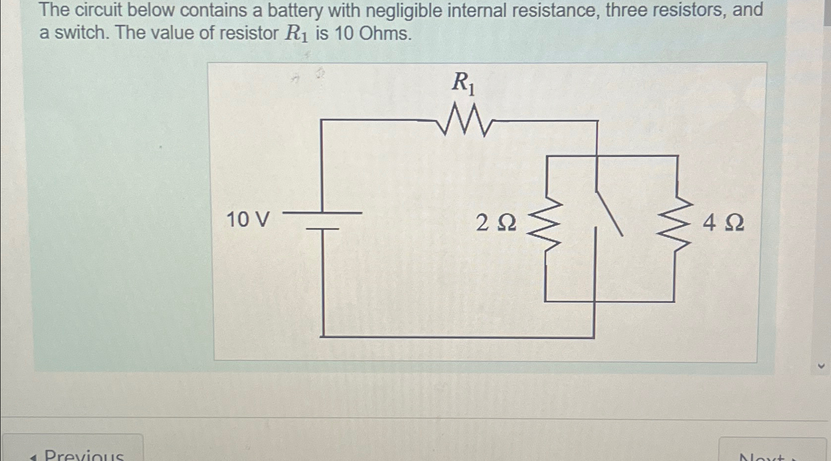 The circuit below contains a battery with negligible | Chegg.com