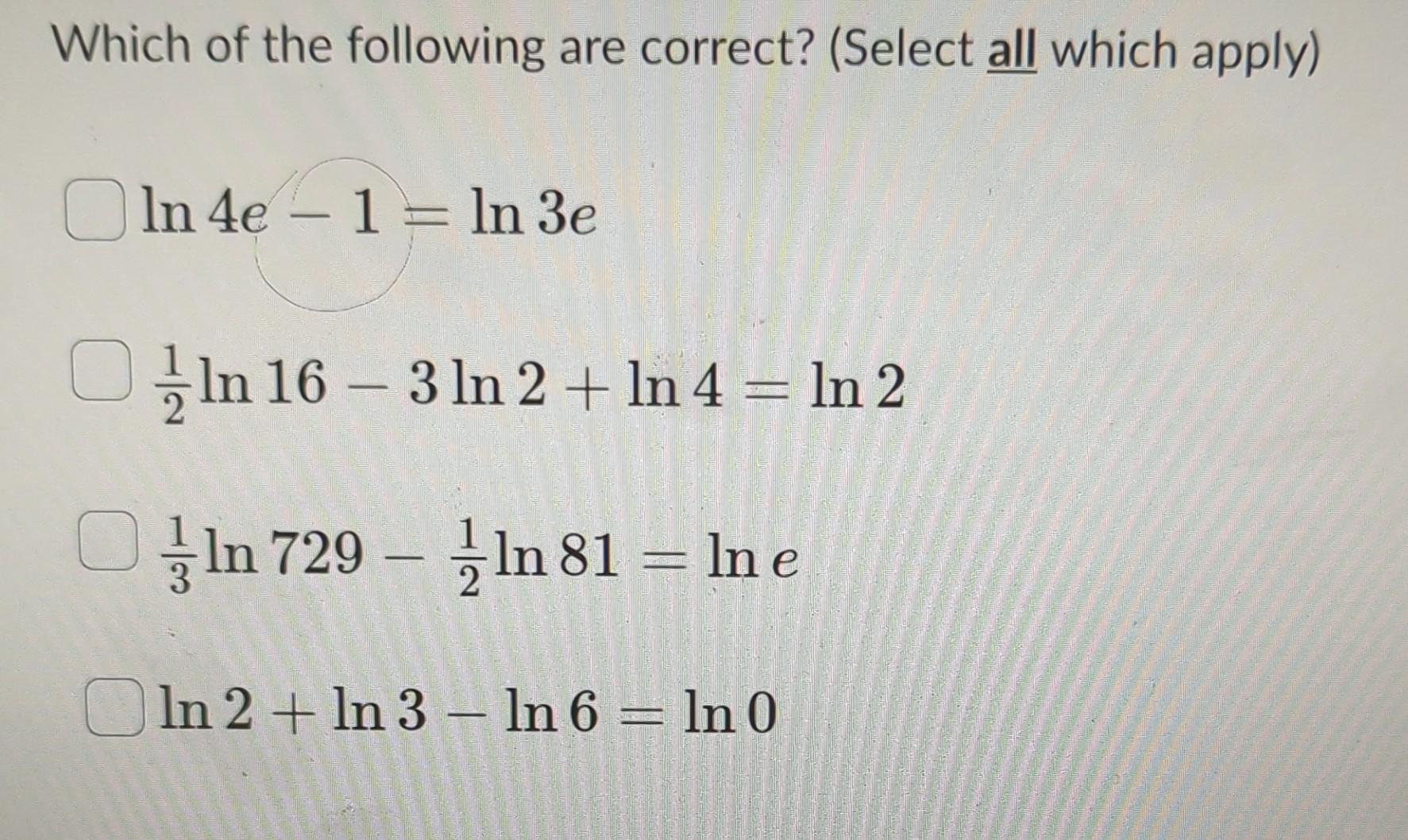 Solved Which of the following are correct? (Select all which | Chegg.com
