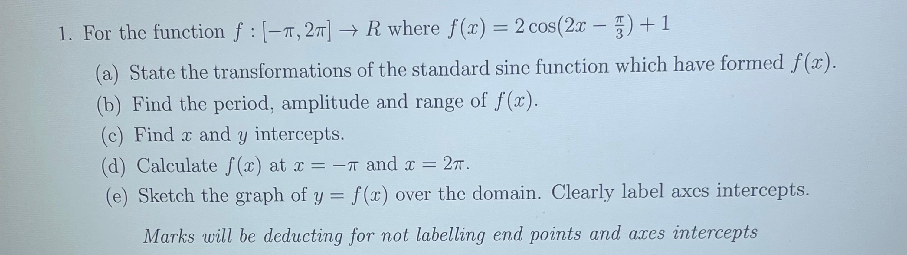 Solved For the function f:[-\\\\pi ,2\\\\pi ]->R where | Chegg.com