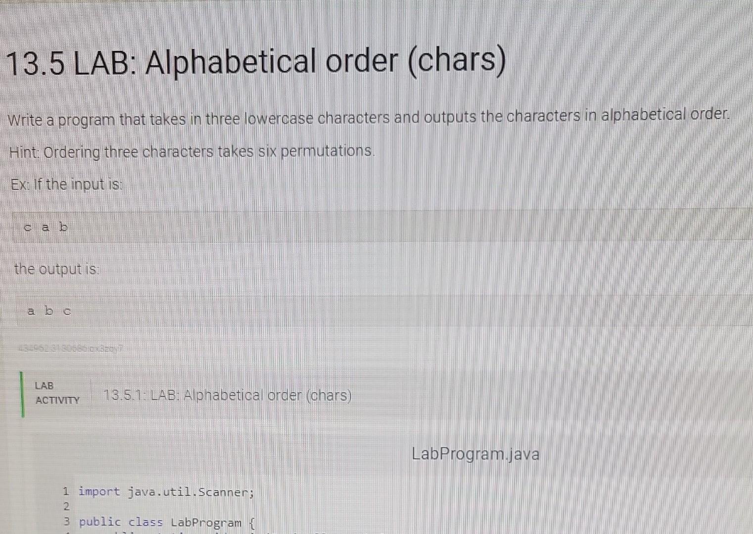 Solved the output is: abc LAB ACTIVITY 13.5.1: LAB: | Chegg.com