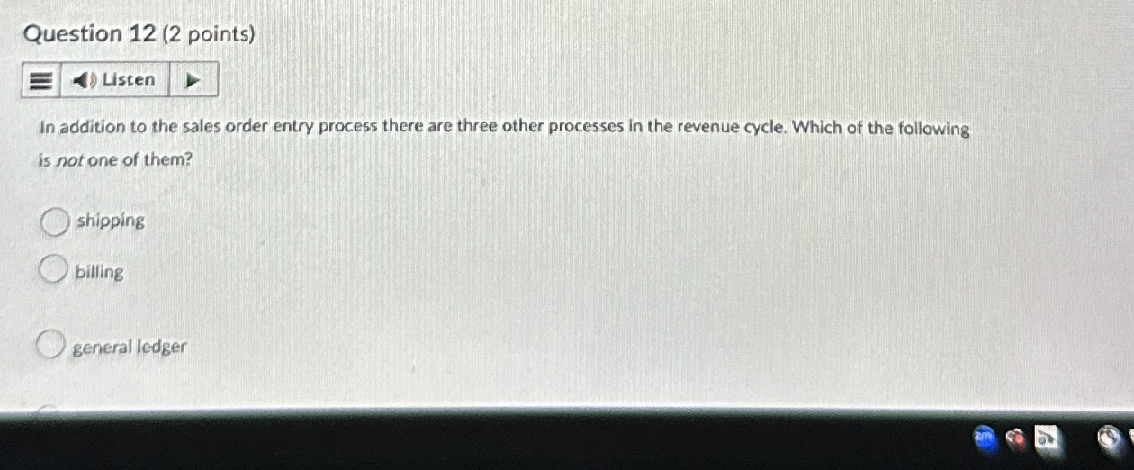High Quality SOLUTION Question 12 (2 ﻿points) In addition to the sales | Chegg.com