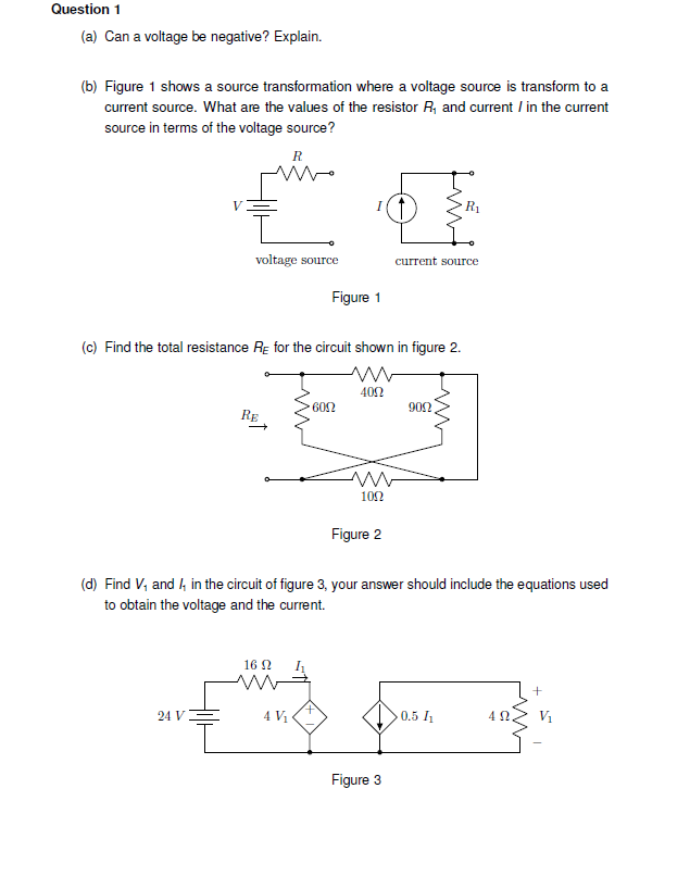 Solved Question 1(a) ﻿Can a voltage be negative? Explain.(b) | Chegg.com