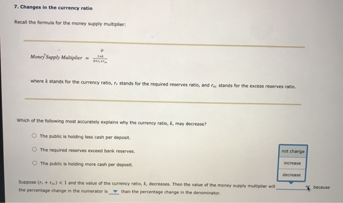 Solved 6. The money multiplier In the following data table, | Chegg.com