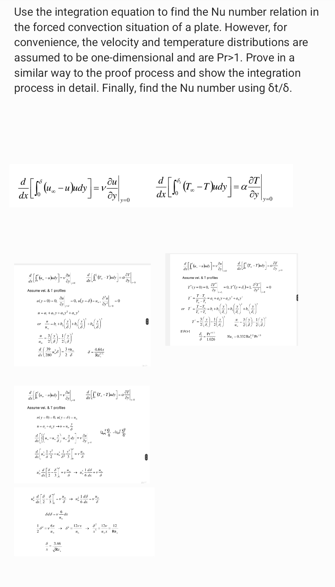 Solved Use the integration equation to find the Nu number | Chegg.com