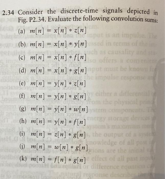 Solved = = 2.34 Consider the discrete-time signals depicted | Chegg.com