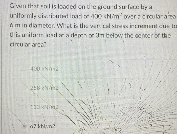 Solved Given that soil is loaded on the ground surface by a | Chegg.com
