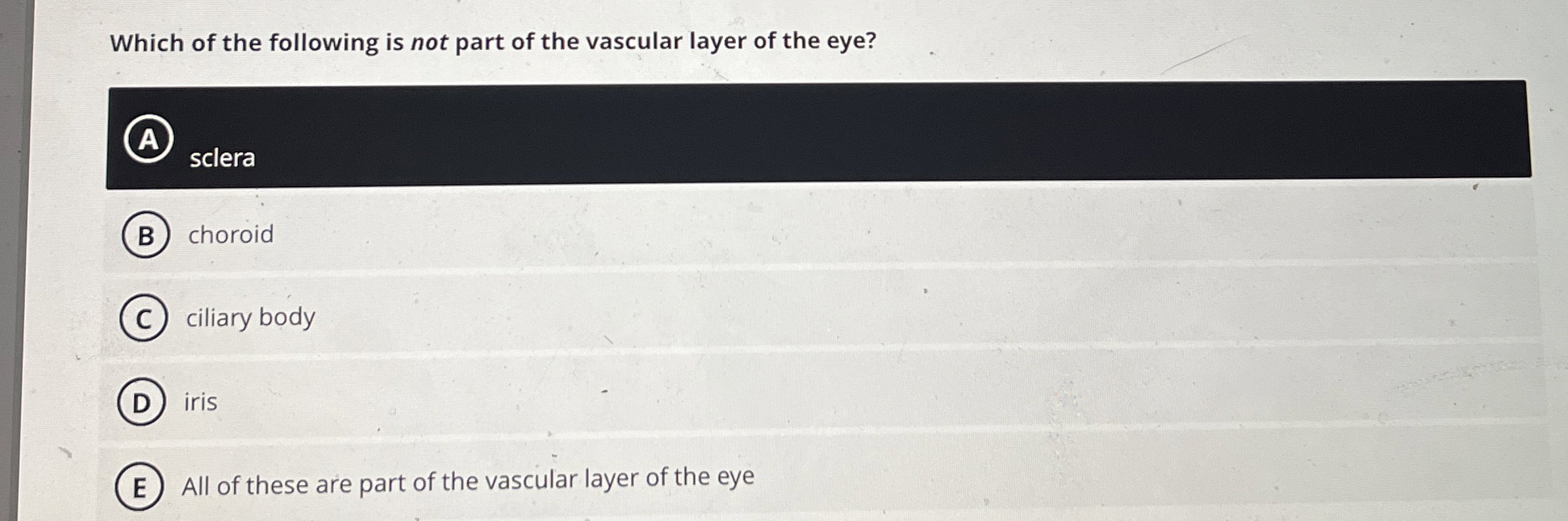 Solved Which of the following is not part of the vascular | Chegg.com