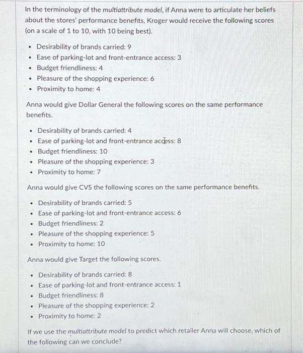 Solved In the terminology of the multiattribute model, if | Chegg.com