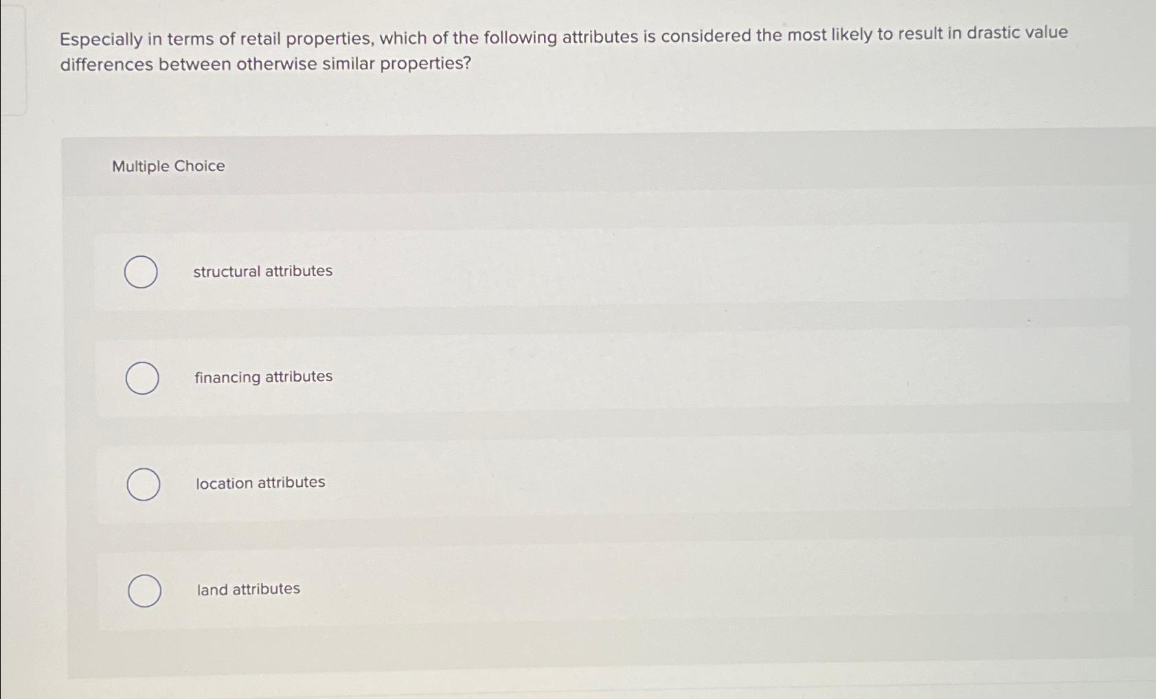 Solved Especially in terms of retail properties, which of | Chegg.com