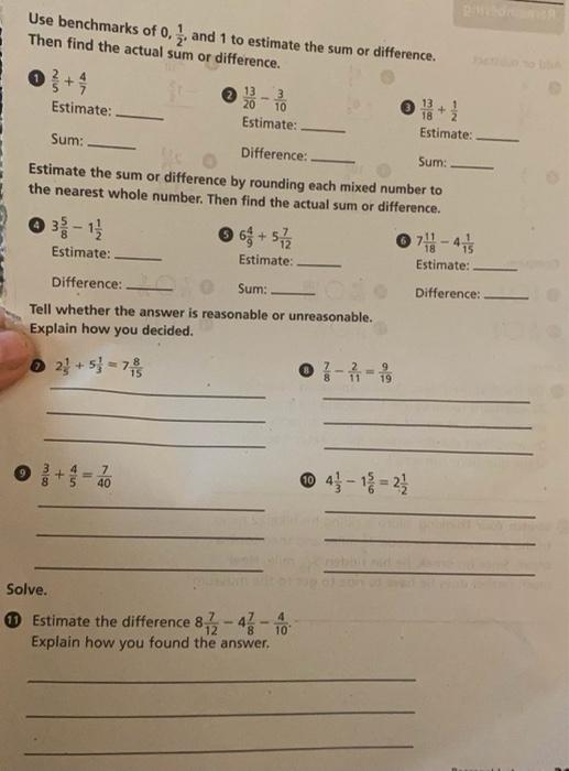 Solved 10 Use benchmarks of o. . and 1 to estimate the sum | Chegg.com