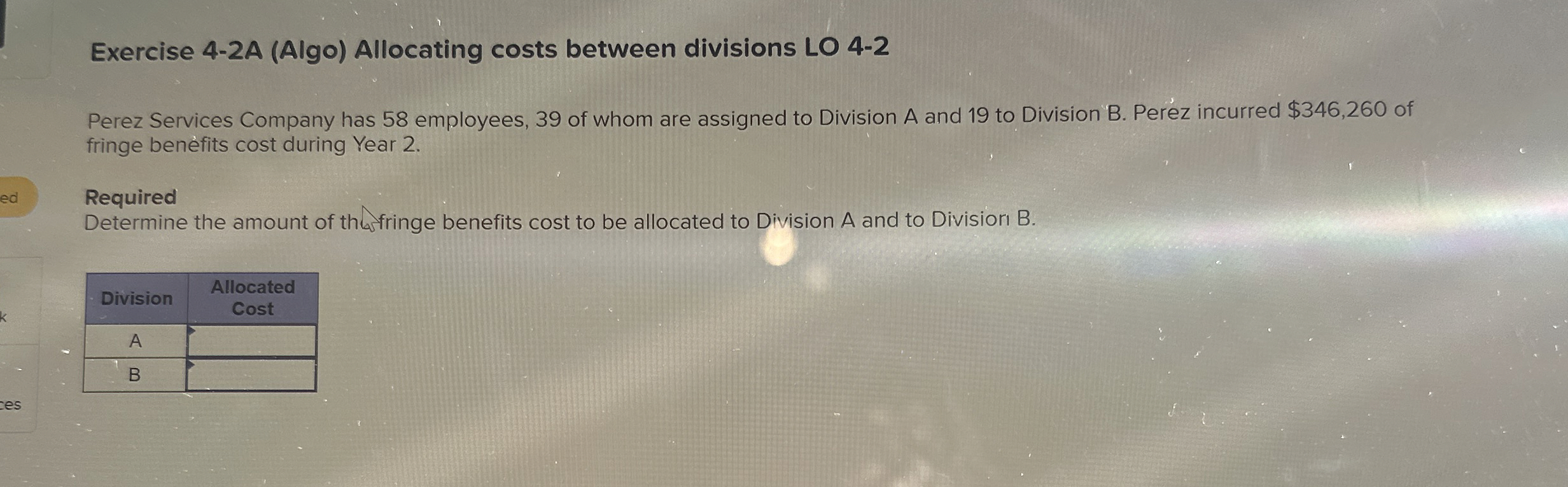 Solved Exercise 4-2A (Algo) ﻿Allocating costs between | Chegg.com