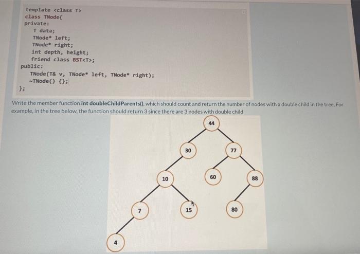 Solved Consider the following BST and TNode class | Chegg.com
